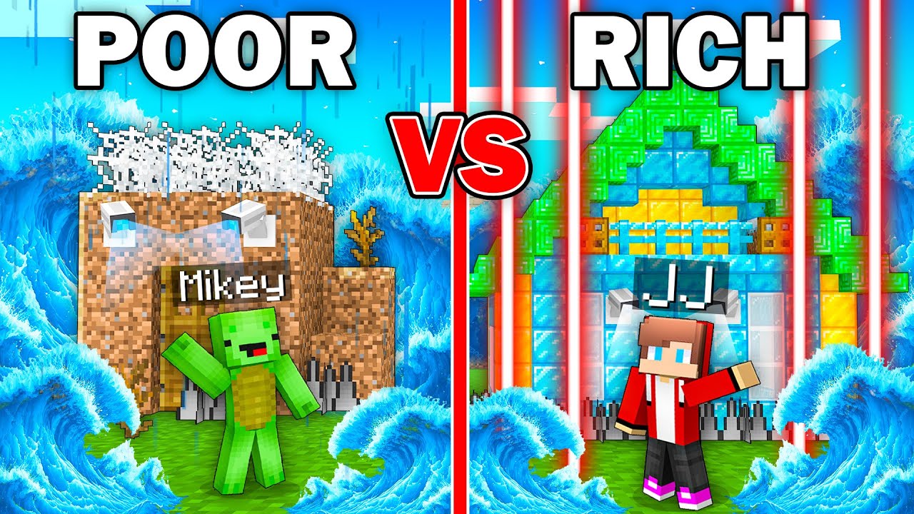 Mikey POOR and JJ RICH Security House vs TSUNAMI in Minecraft - Maizen - YouTube