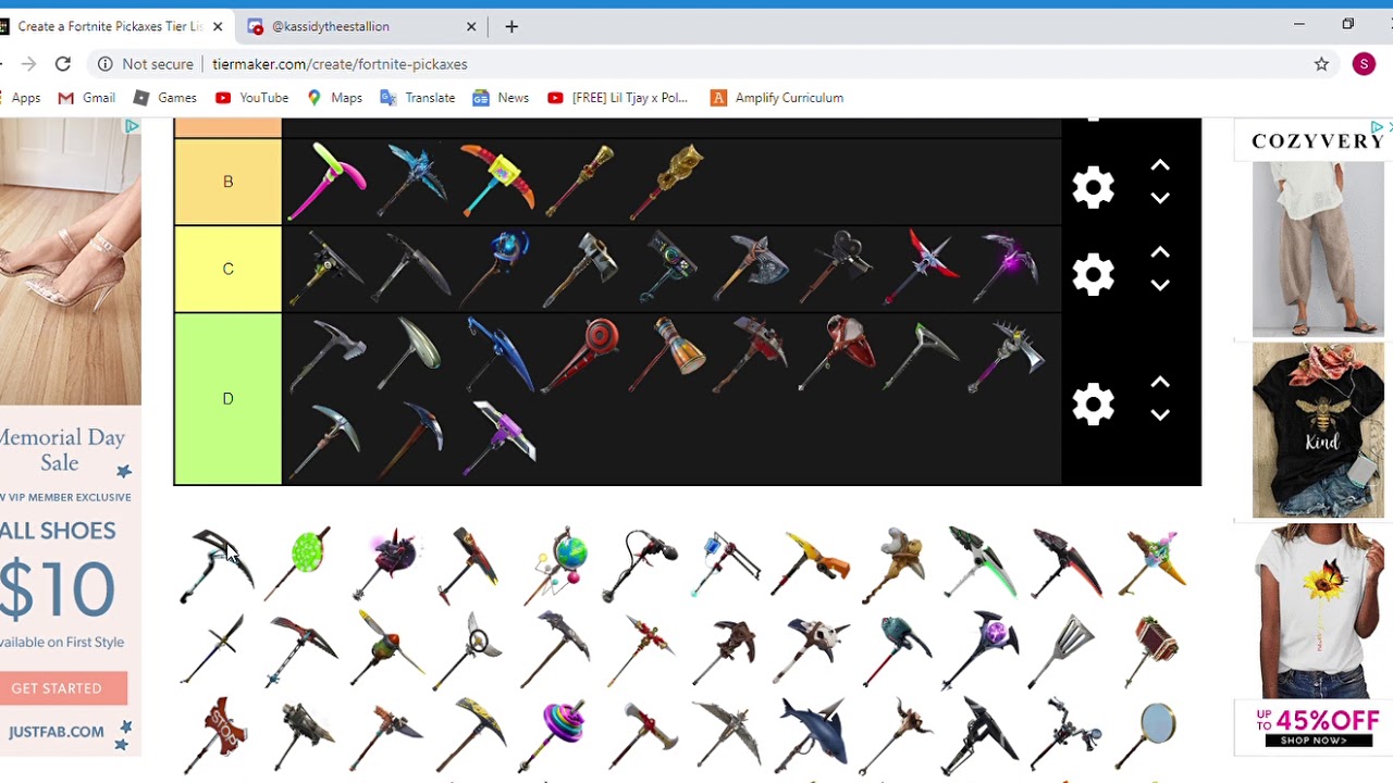 tier list (fortnite pickaxes) - YouTube