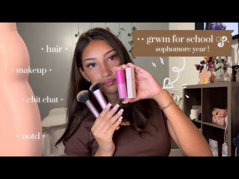 grwm for school ೃ࿔₊ || hair, makeup, ootd, chitchat || (sophomore year ...