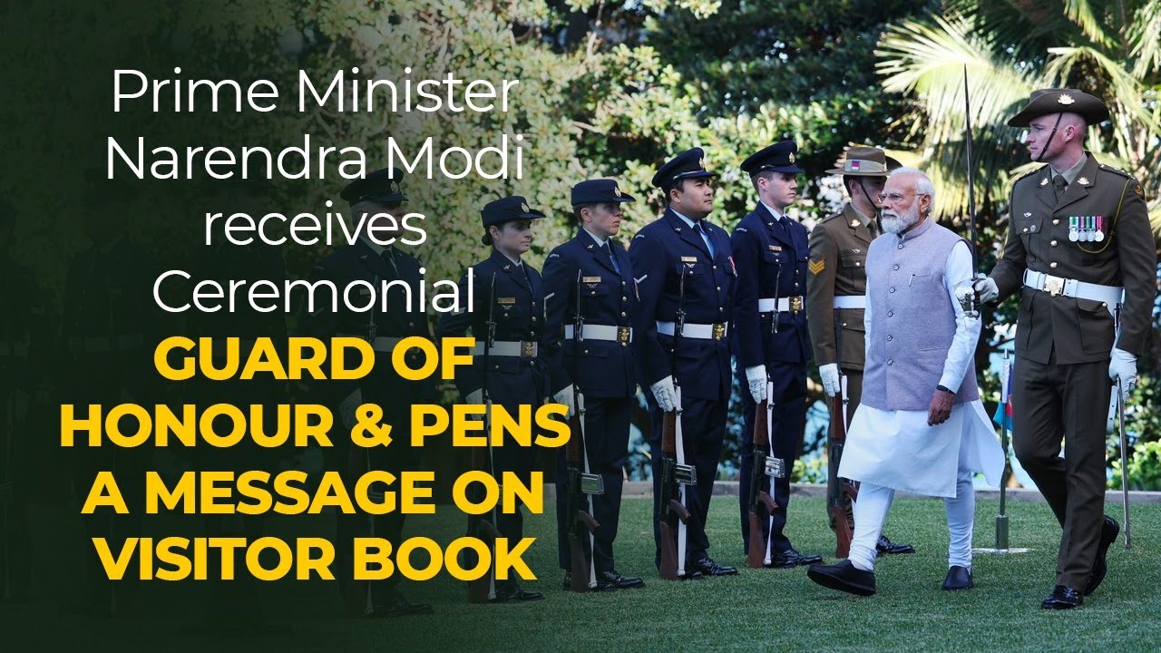 Prime Minister Narendra Modi receives Ceremonial Guard of Honour & pens ...