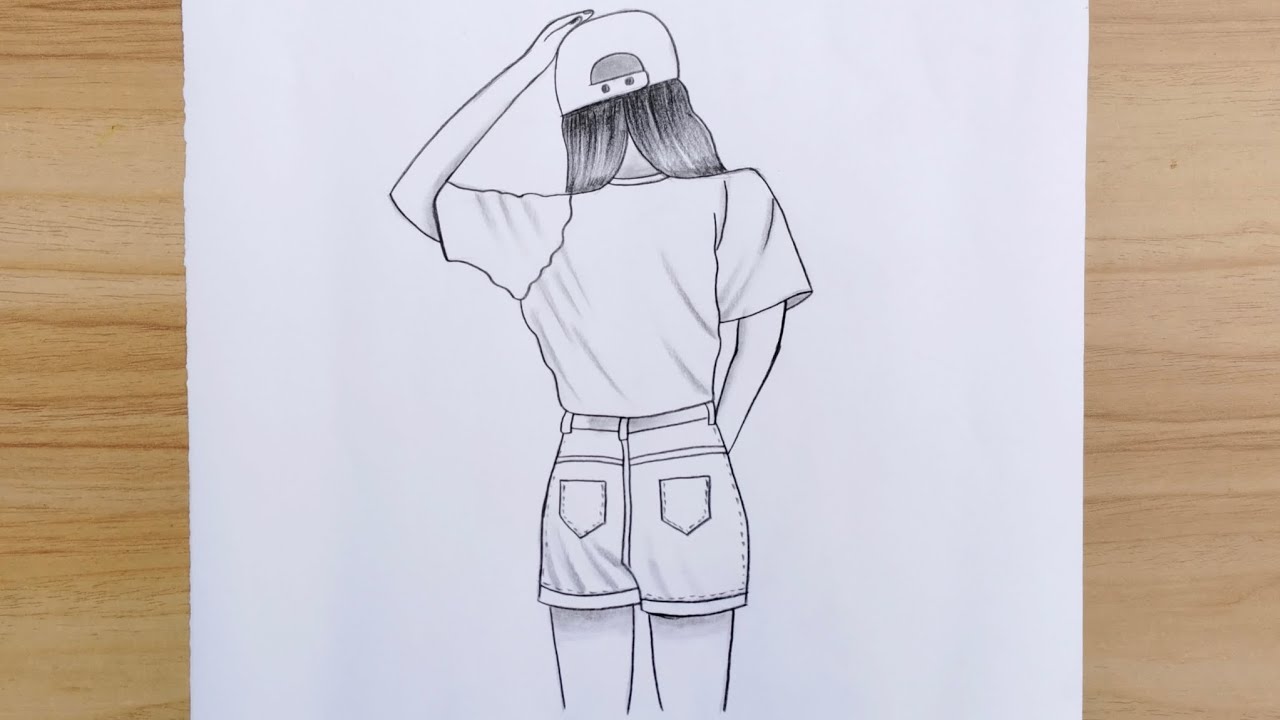 How to draw a girl in jeans and top for beginners// step by step girl ...