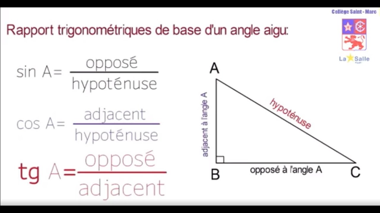 U4-L1- Rapports trigonométriques d'un angle aigu - YouTube