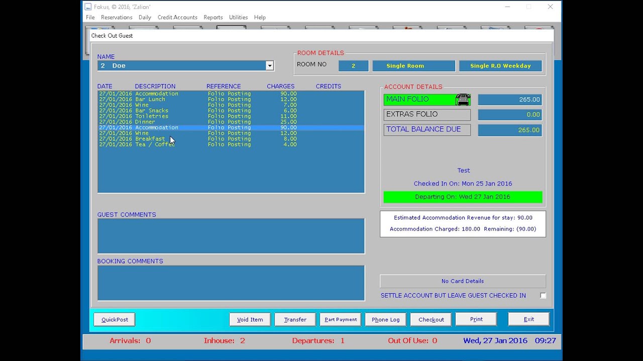Hotel Management Software - Fokus, Guest Account & Checkout Screen ...