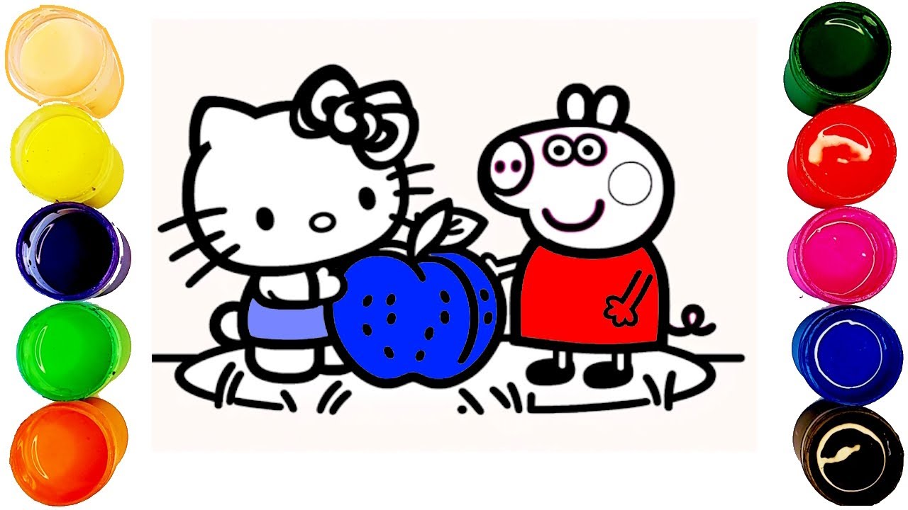Hello Kitty and Peppa Pig Enjoying Passion Fruit, Coloring for Kids and ...