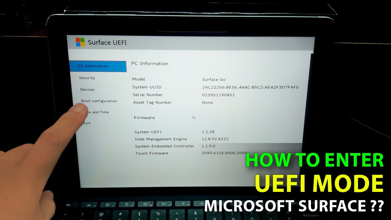 (2025) How to open the UEFI (BIOS) settings on Microsoft Surface? Surface Go Tutorials - YouTube