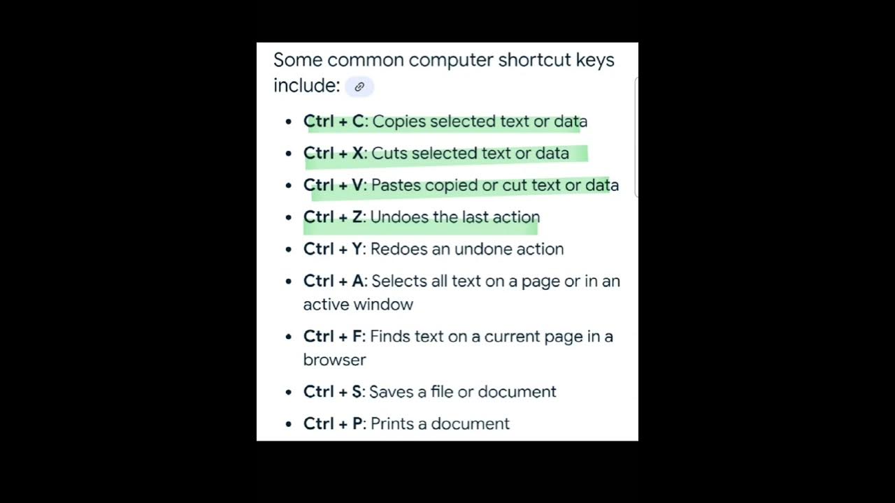 Commonly Used Shortcut Keys in Computer @sbvmotinagar - YouTube
