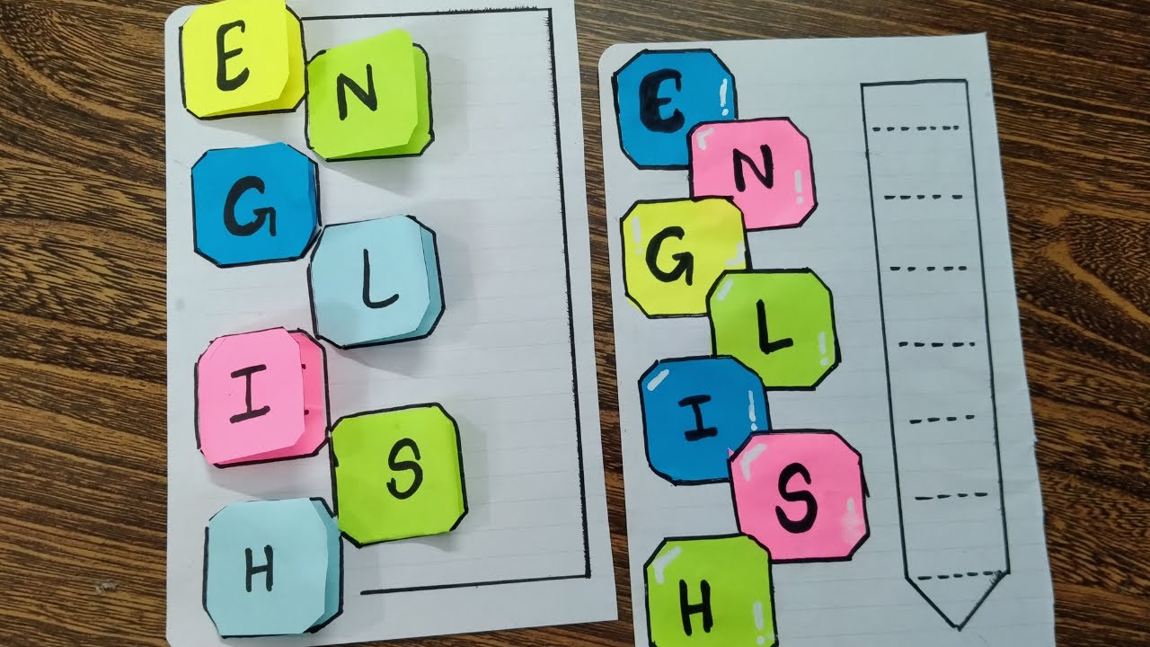 English Project Front Page Design || English Notebook Decoration ...