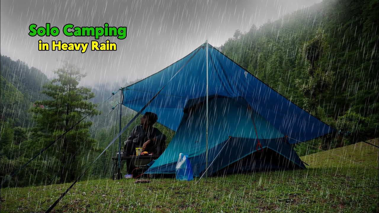 Solo Camping In Heavy Rainstorm | Solo Camping In Heavy Rain | Rain ...