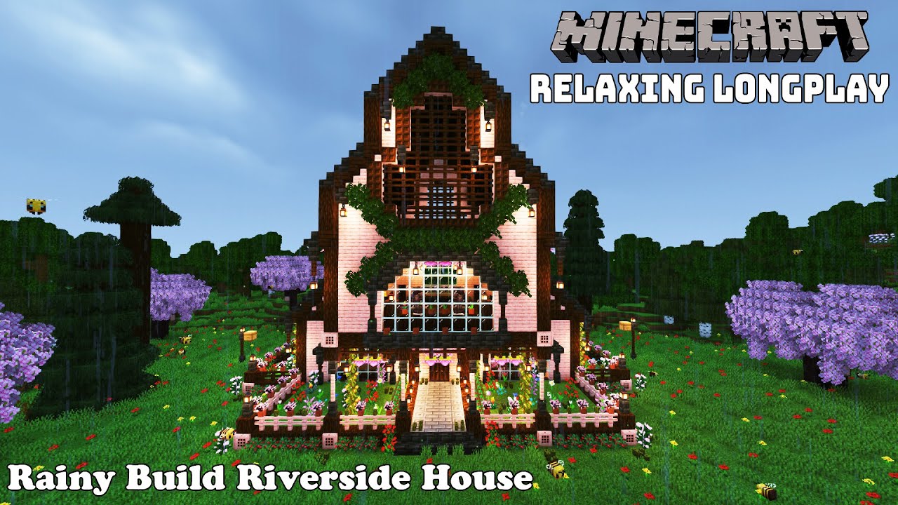 Rainy Build Riverside House - Cozy Cottage House - Minecraft Relaxing ...