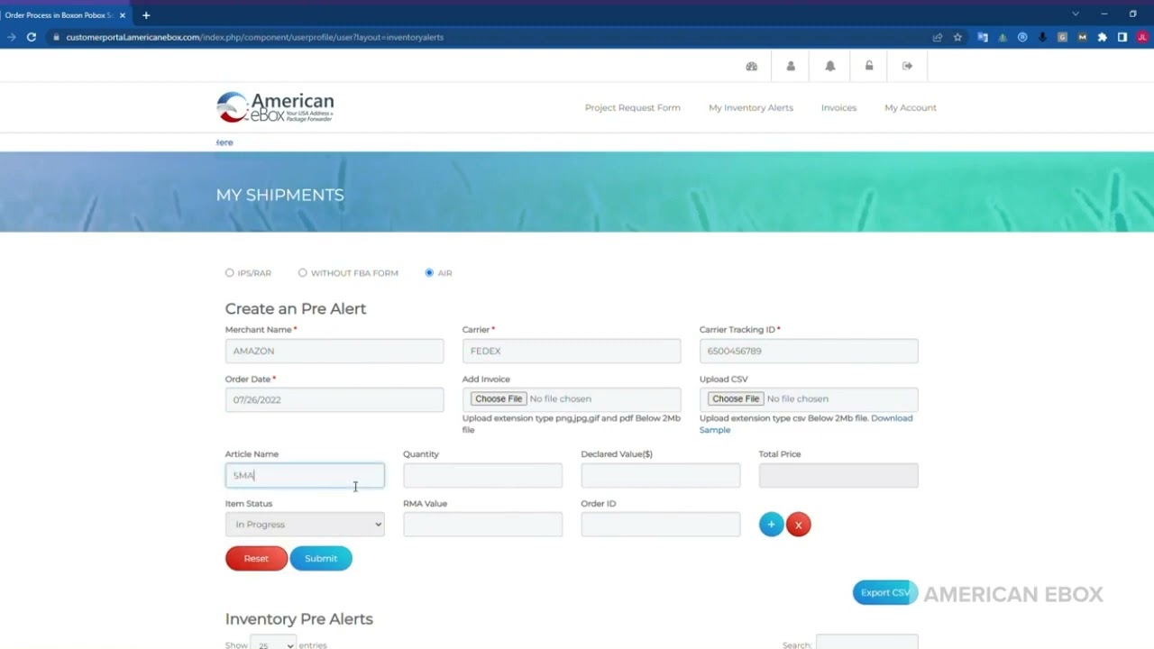 How to Create Pre-Alert Shipments | American eBox - YouTube