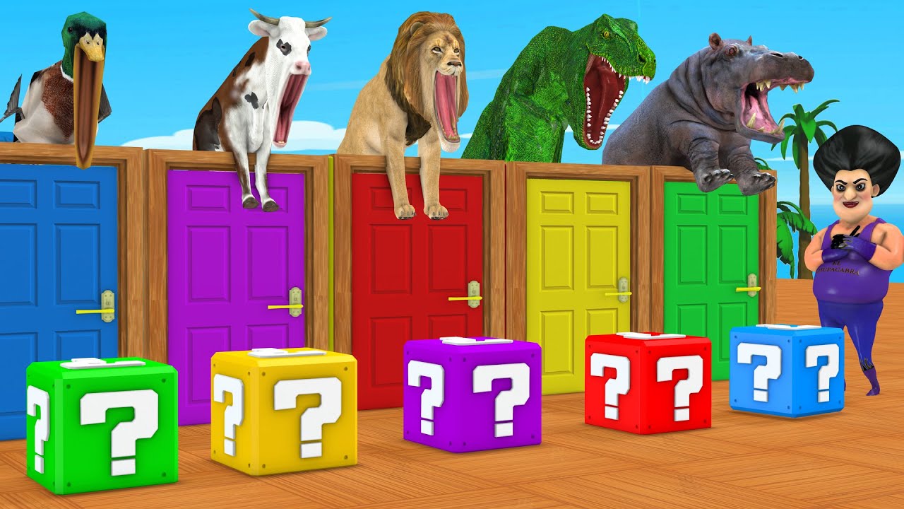 Choose Right Mystery Door Challenge With Duck Tiger Cow Mammoth ...