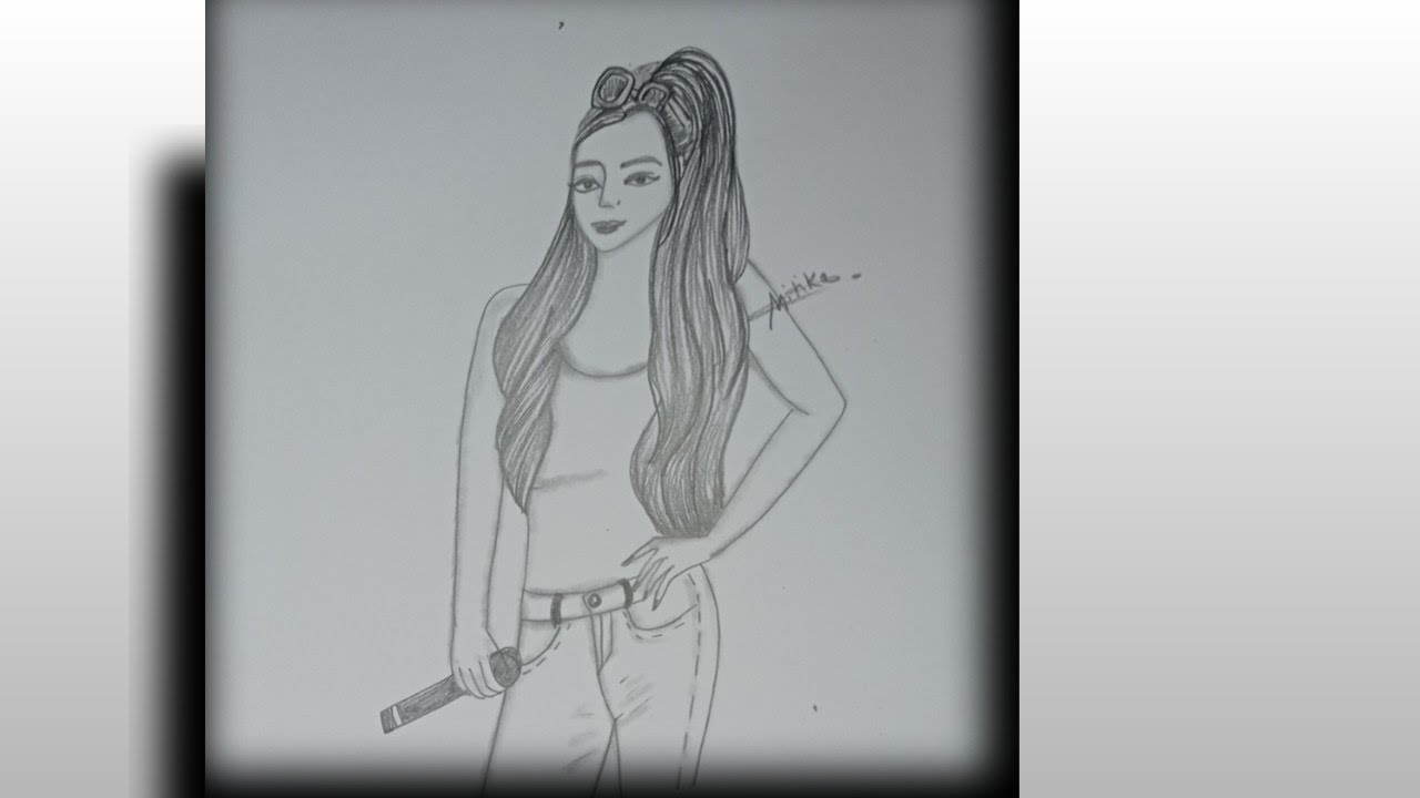 How to draw a girl singer -step by step pencil drawing|| girl drawing ...