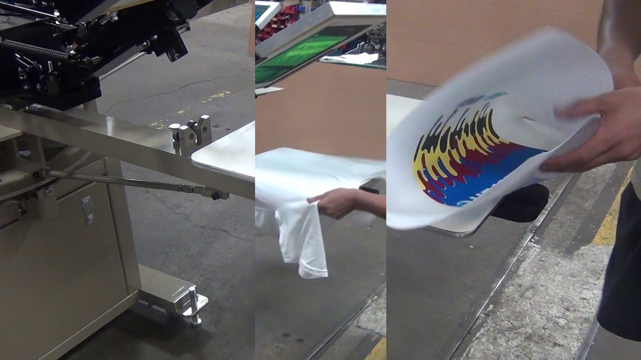 American Rototex 8-Color, 4-Station Textile Screen Printer - YouTube