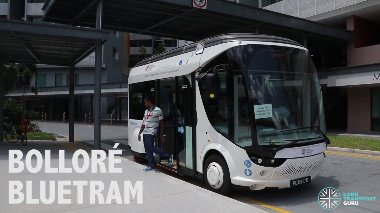 Supercapacitor Bus begins trials in NTU - Bolloré Bluetram - YouTube