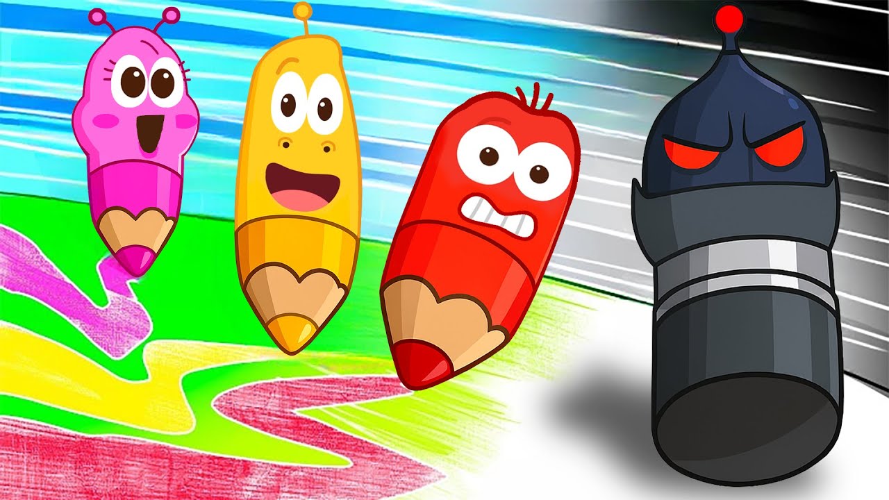 Color Drawing Pencils for Kids | Learn Colors | Larva Nursery Rhyme for ...