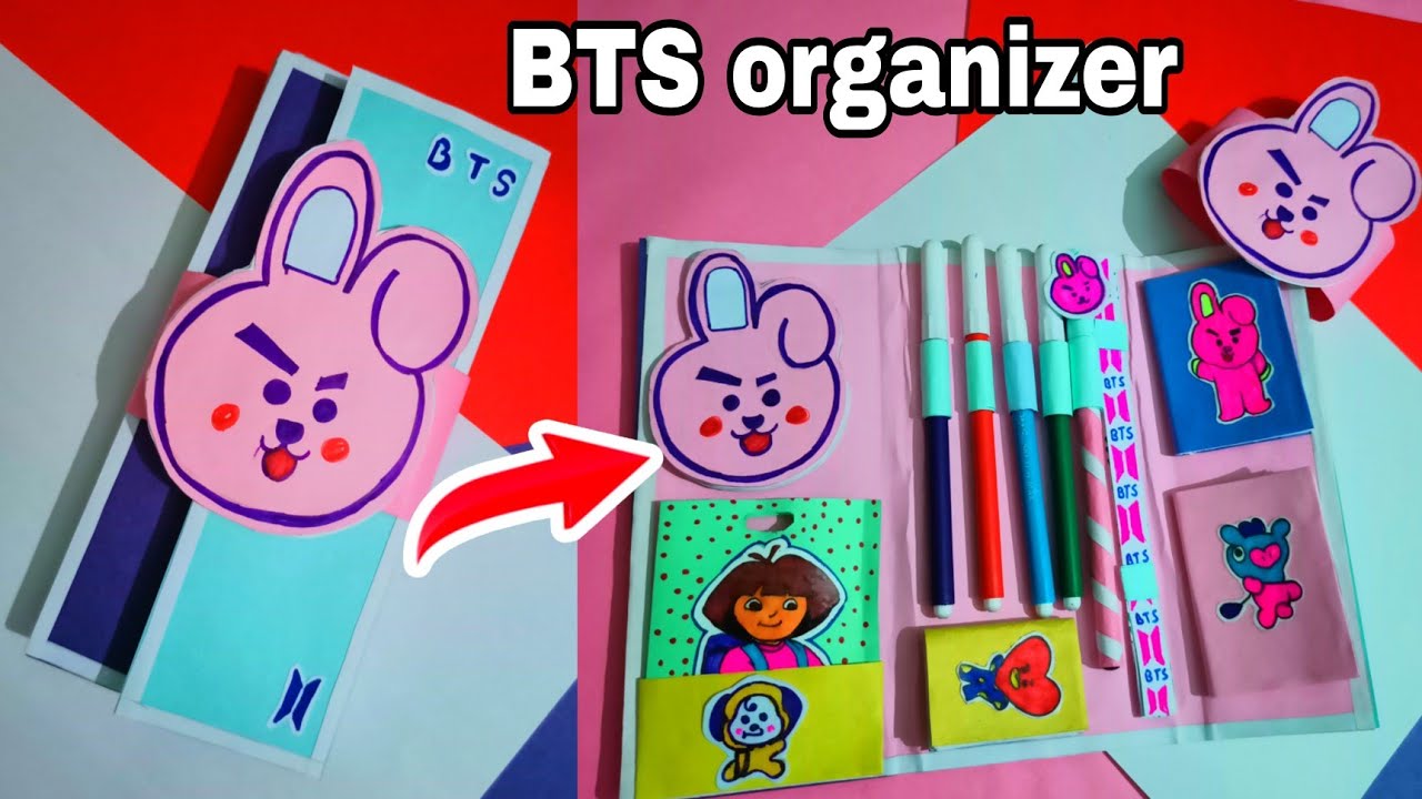 how to make BTS folder organiser / BTS school supplies craft/ BTS ...