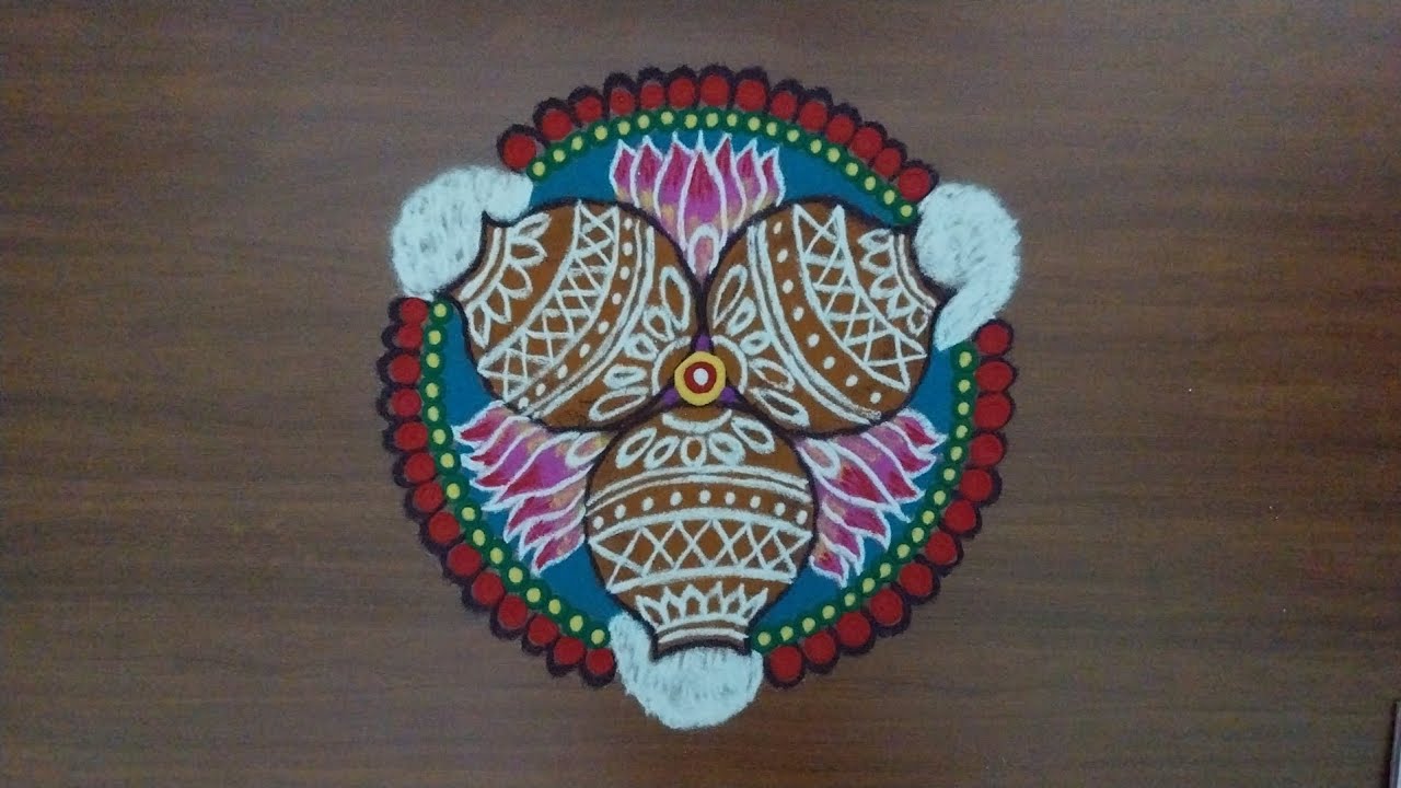 Pongal Kolam || Pongal Rangoli || Pongal Pot Rangoli || Thai Pongal ...