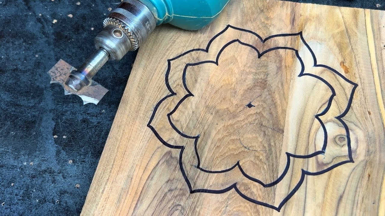 Beautiful wood carving flower design with unique tools - YouTube