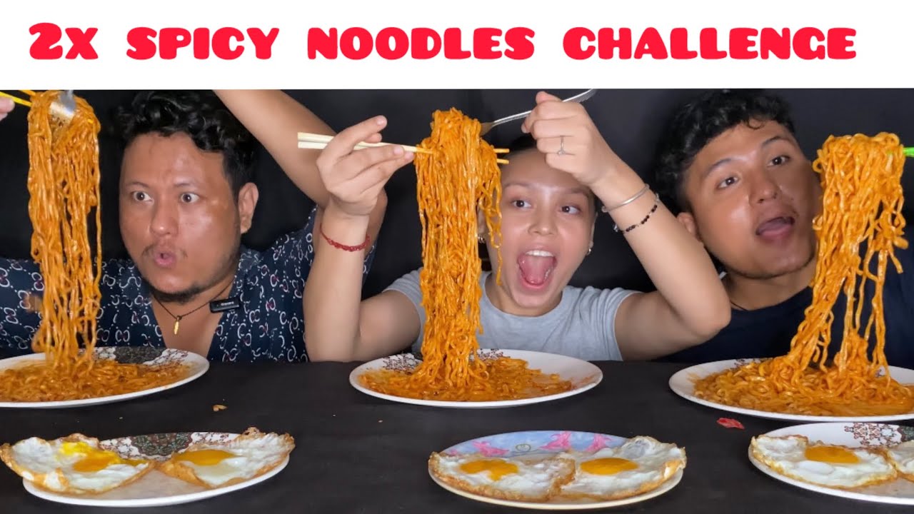 2x spicy noodless challenge|| sunny egg || majako challenge ||mitho ...
