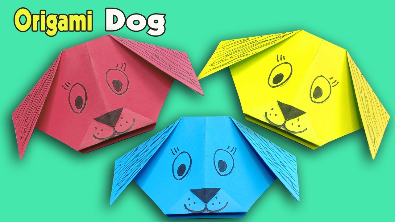 How To Make A Paper Dog - Easy Origami Dog Face - Paper Puppy Crafts ...