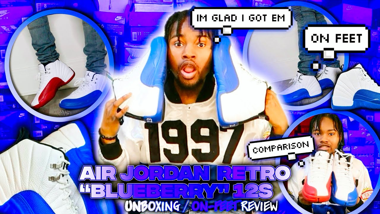 2024 Air Jordan “BLUEBERRY 12s” 🤍💙Unboxing + Cherry 12s Comparison & On ...