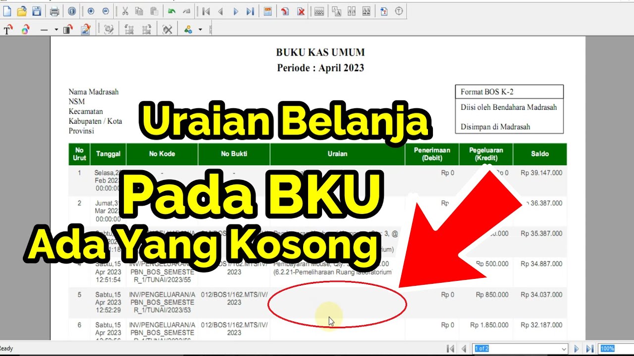 Uraian di BKU Ada Yang Kosong - eRKAM V2 - YouTube