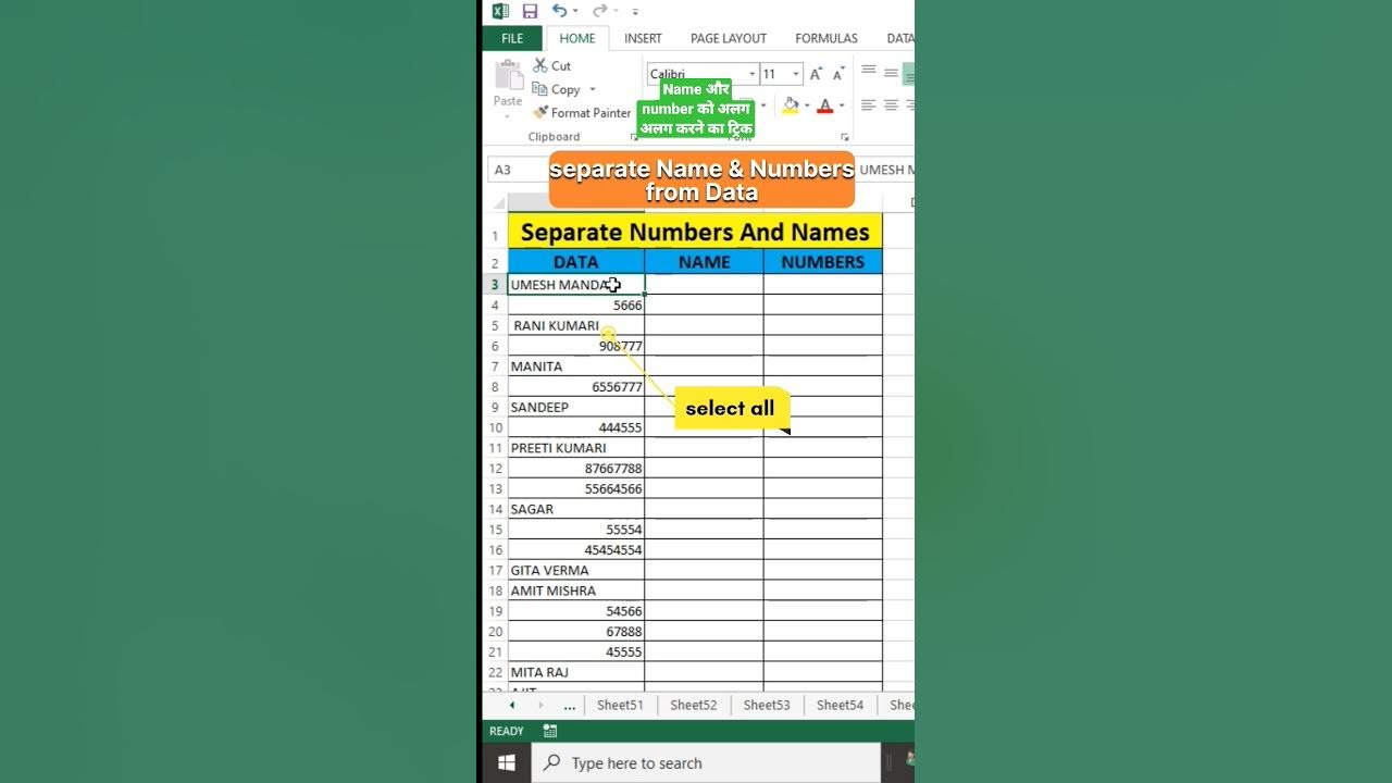 interview question separate Name and number #shorts #excel #exceltips #exceltutorial #msexcel # ...