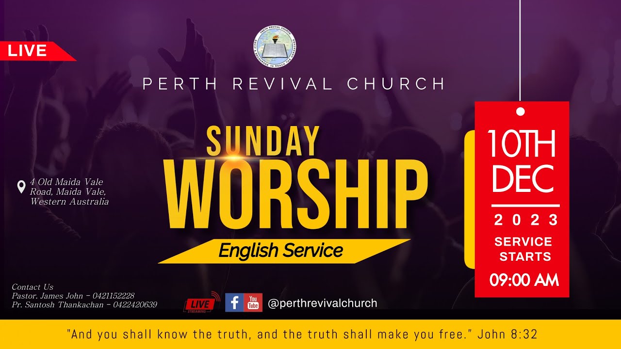 Perth Revival Church Sunday English Service - 10th December 2023 - YouTube