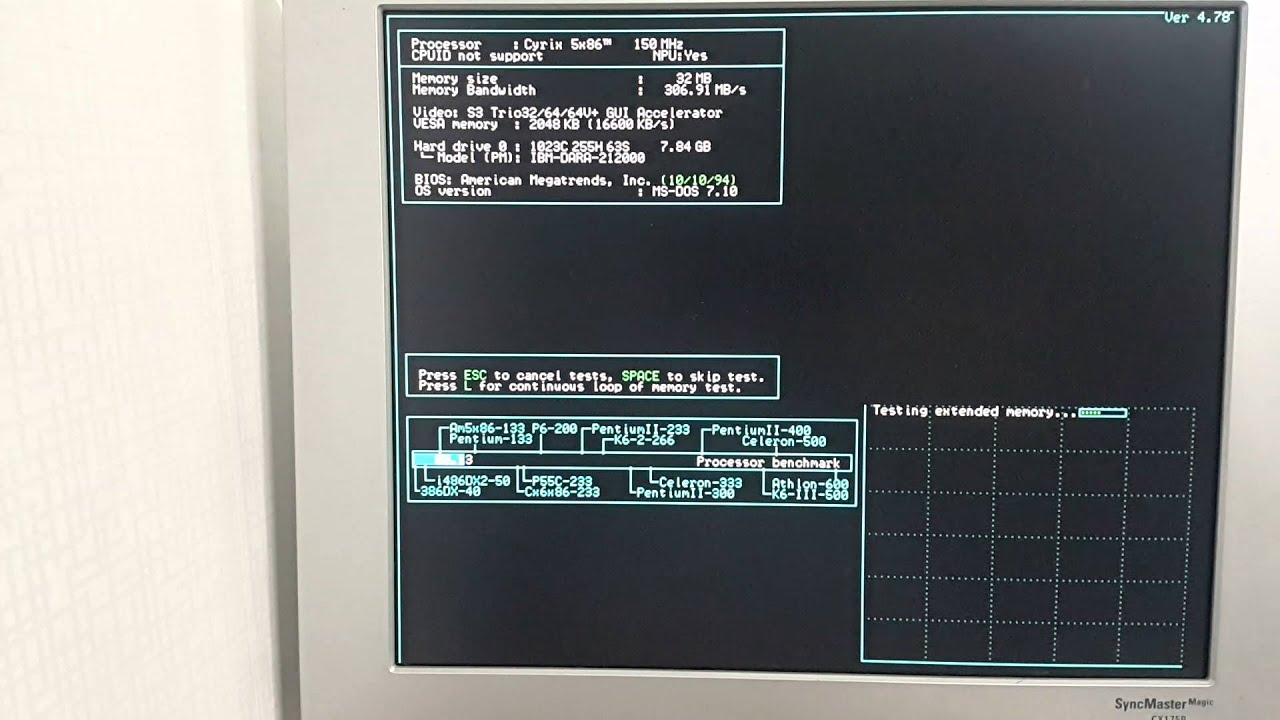 Speedsys benchmark - Cyrix 5x86 150MHz (50 x 3) - YouTube