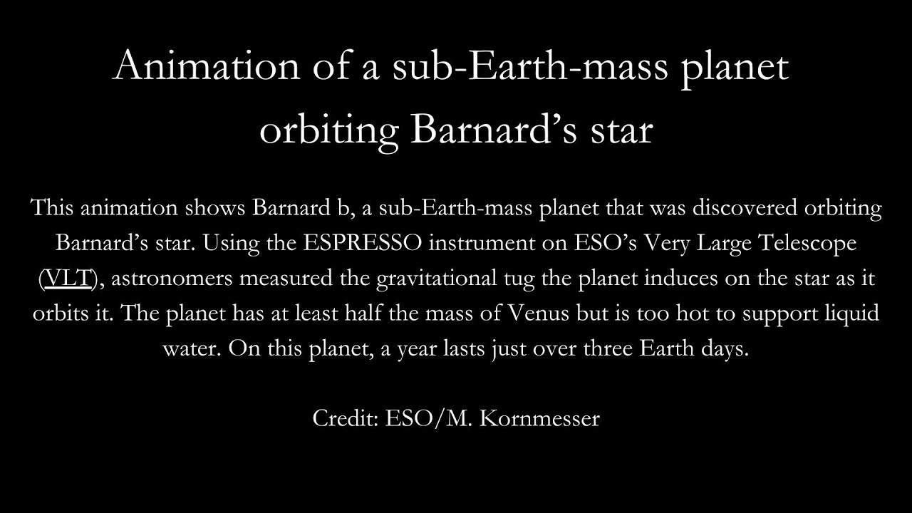 Animation of a sub-Earth-mass planet orbiting Barnard’s star - YouTube