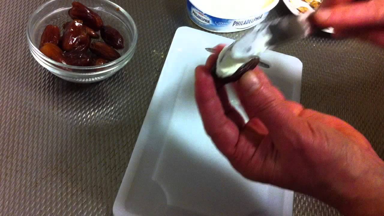 Dátiles rellenos de queso crema Philadelphia y nueces - YouTube