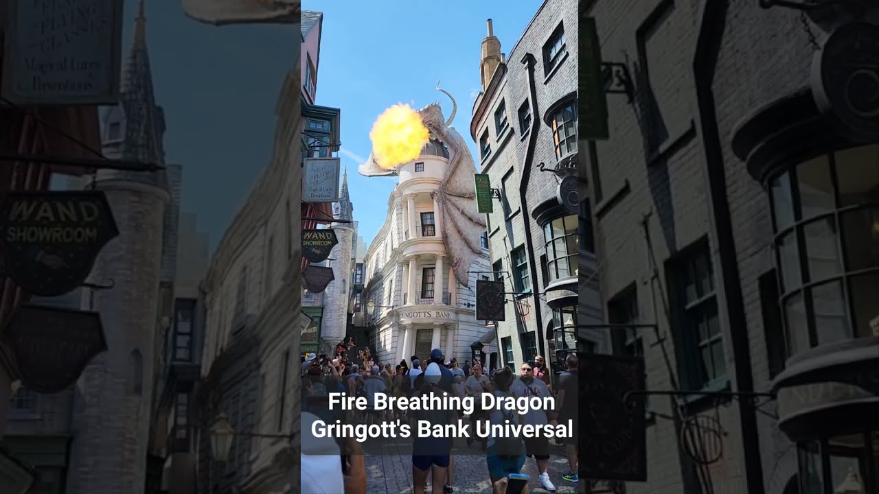 Fire Breathing Dragon on Gringotts Bank Universal Studios shorts ...