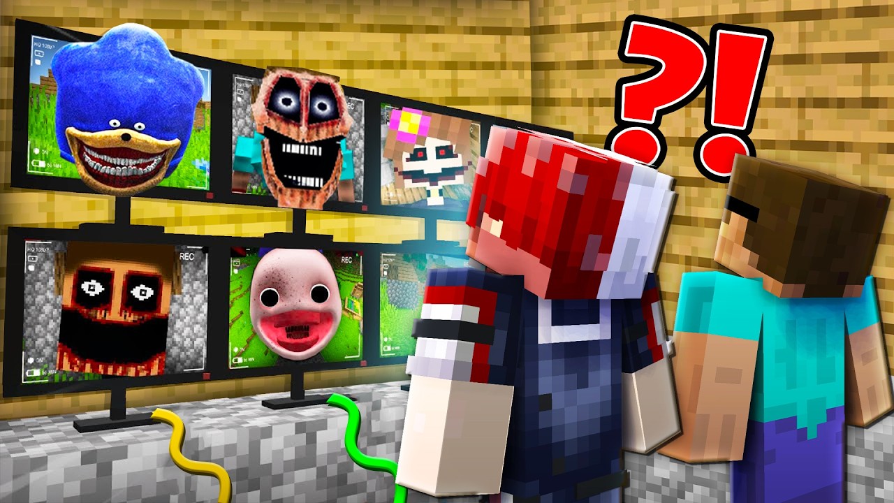 WE CAUGHT SCARY MONSTERS ON HIDDEN CCTV CAMERA IN MINECRAFT !! 😱 - YouTube