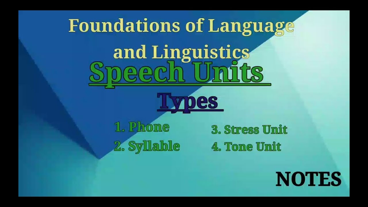 Speech Unit/Types/foundations of Language and Linguistics/B.Ed 1st year ...