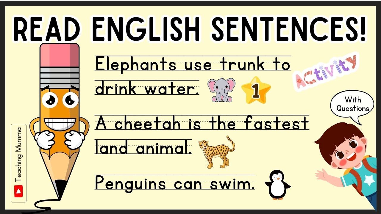 Practice Reading | Simple sentences in English for Kids | Kinder ...