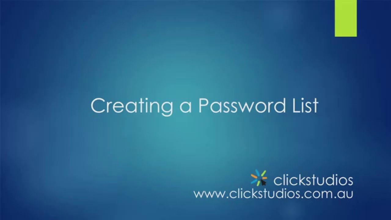Creating Password Lists in Passwordstate - YouTube