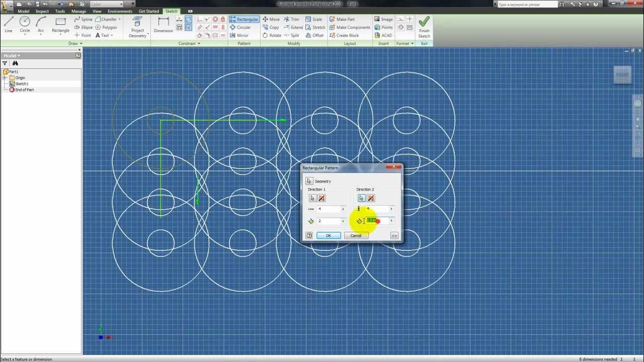 Autodesk Inventor Tutorial 3: Sketching Patterns: Rectangular, Circular, and Mirror - YouTube