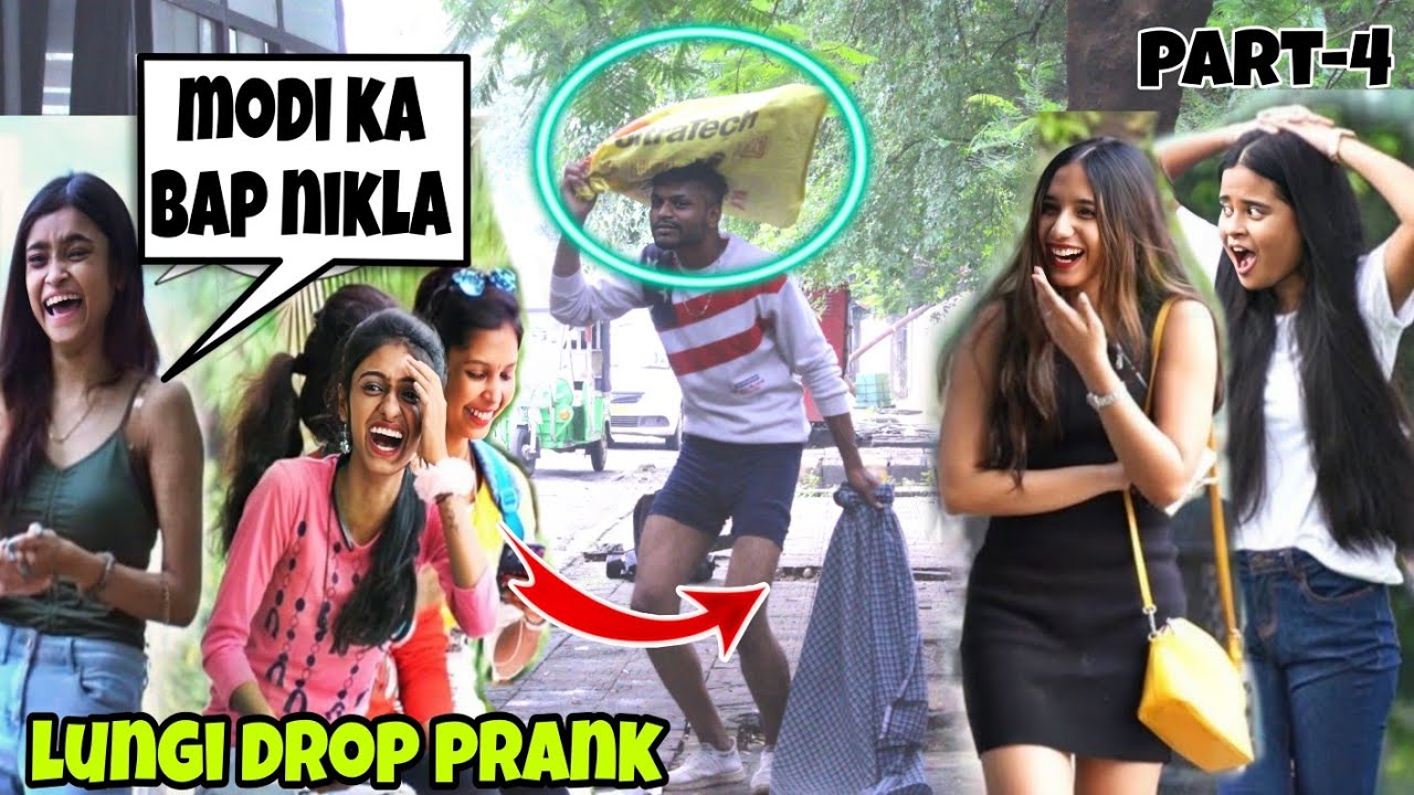 New lungi dropping prank public reaction 🤣ll PART - 4 ll pant drop ...