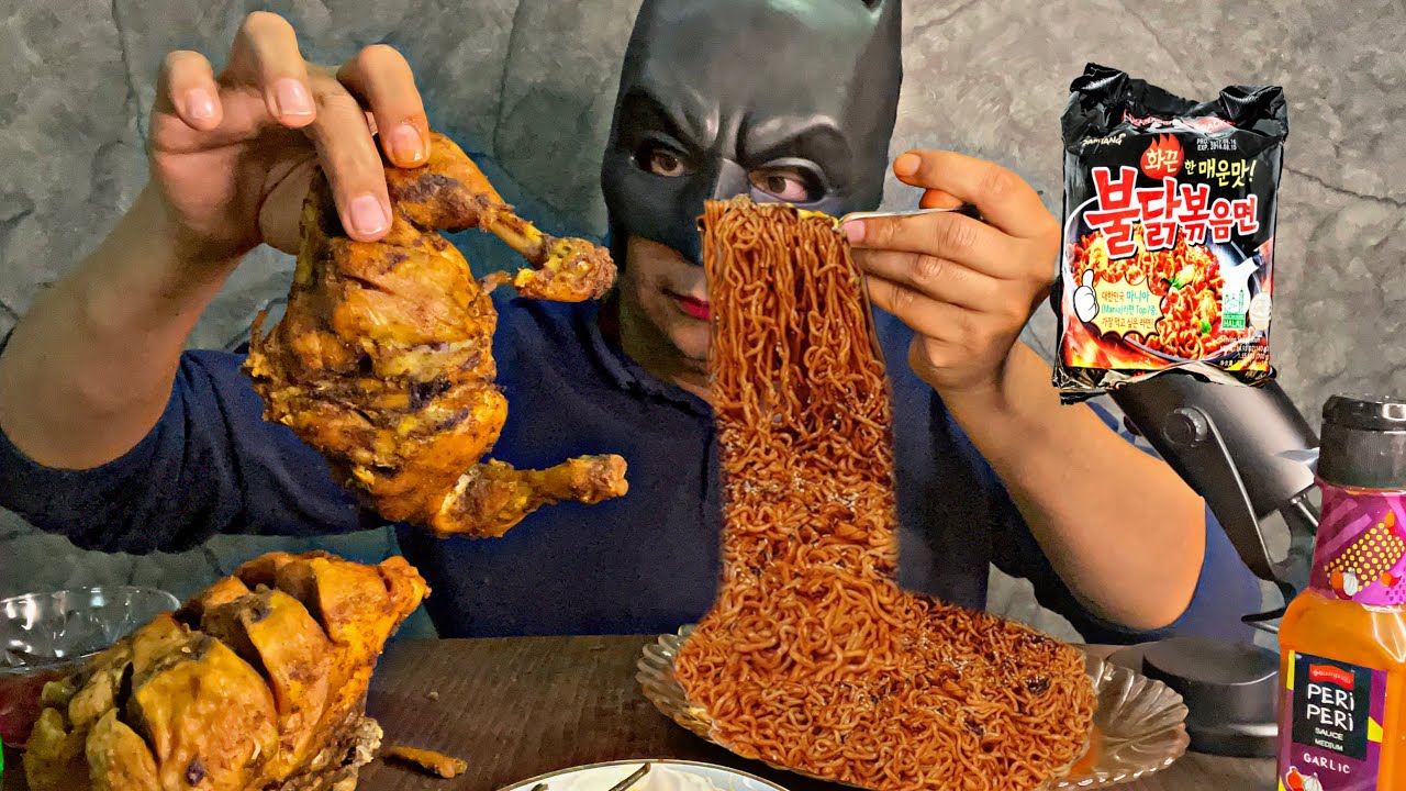 ASMR BLACK BEAN FIRE NOODLES & WHOLE CHICKEN MUKBANG (No Talking ...