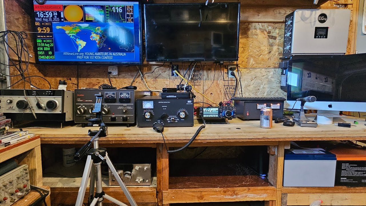 Almost all set up at the ham radio shack - YouTube