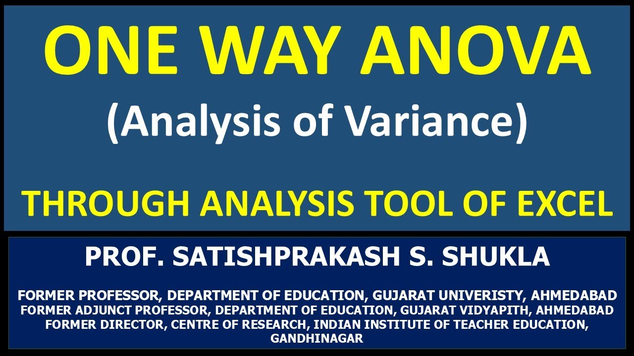 One Way ANOVA in Excel through Analysis Tool - YouTube