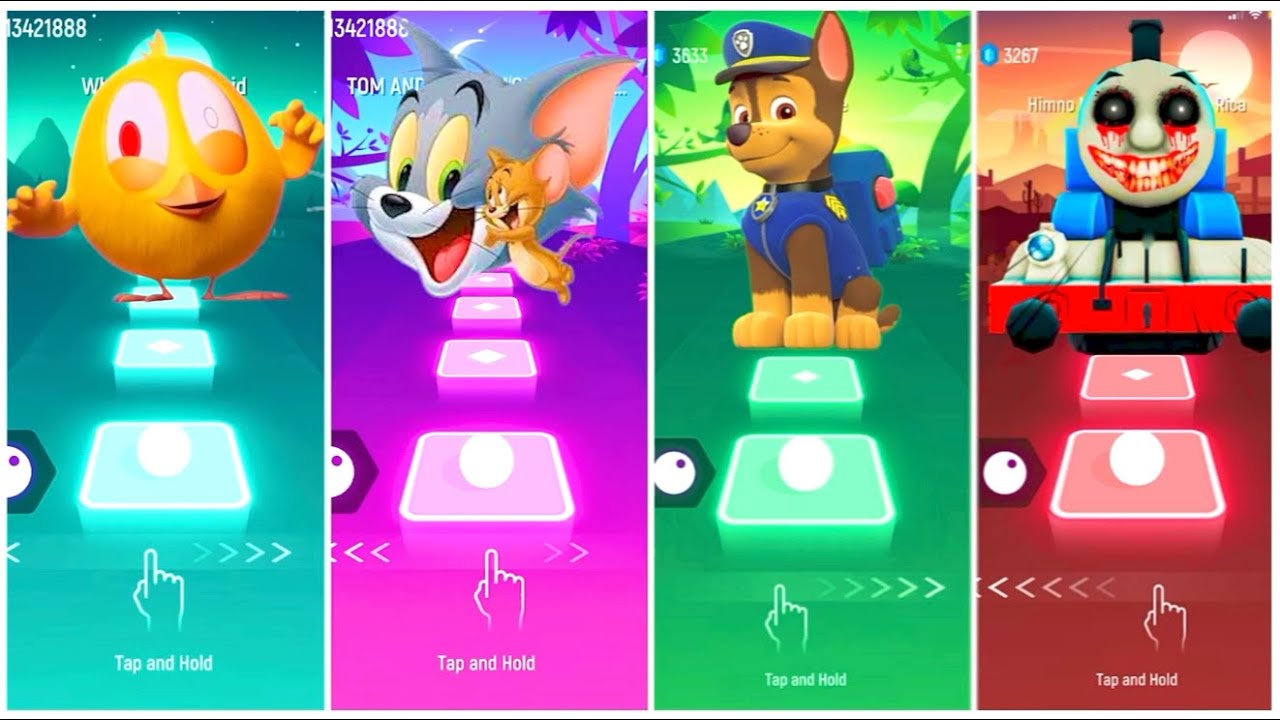 Chicky vs. Tom and Jery vs. PAW Patrol vs. Evil Thomas - Tiles Hop Game ...