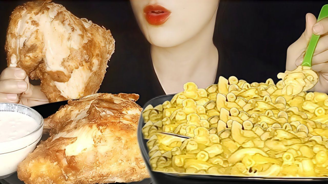 ASMR Eating Crispy Chicken, Cheesy Pasta Mukbang |Pasta Eating ...