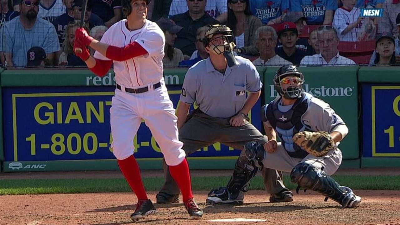 TB@BOS: Cecchini doubles for his first MLB hit - YouTube