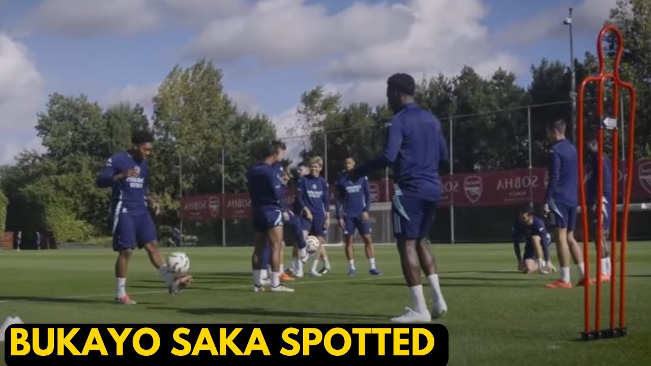 Bukayo Saka SPOTTED back in Arsenal training at London - YouTube