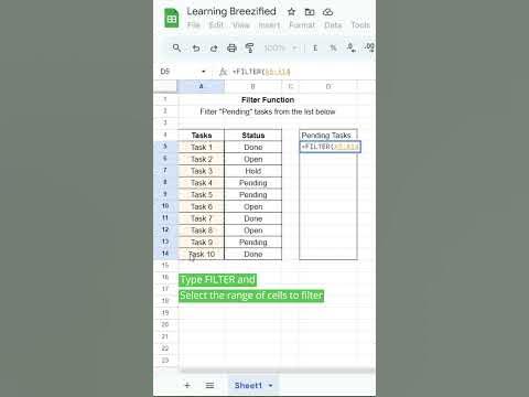 How to use Filter Function in Google Sheets #googlesheets #filter #google #shorts #shortsfeed ...