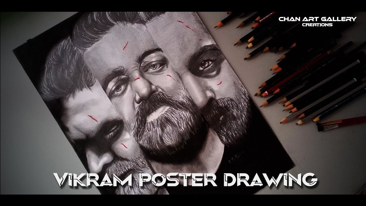 Vikram first look poster drawing/#kamalhassan232/kamal hassan/ vijay ...