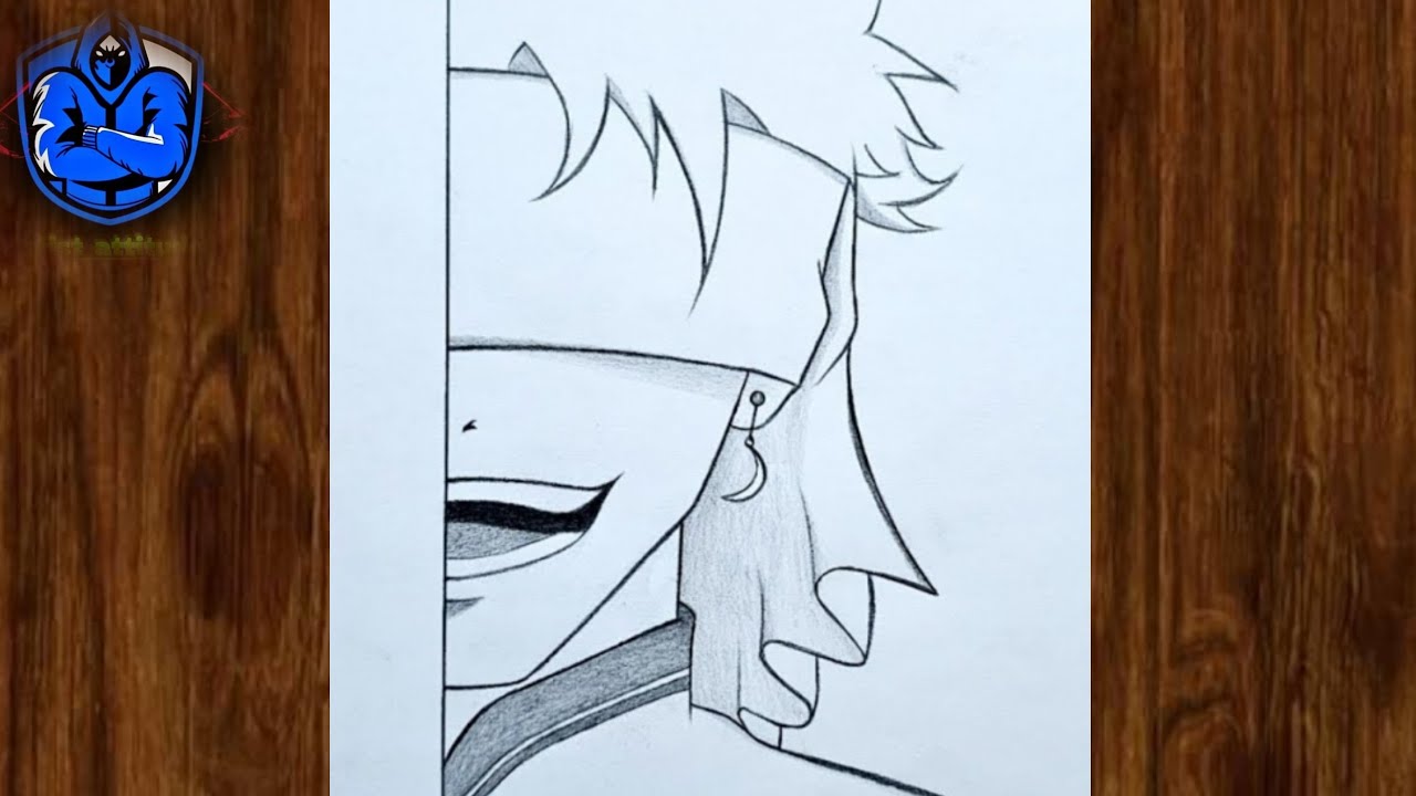 Easy anime half face drawing,How to draw anime blind step by step,easy ...