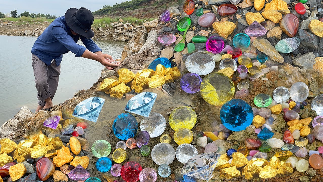 How to find Diamond-Amazing Gold Mining ! lucky man found a lot of gold ...