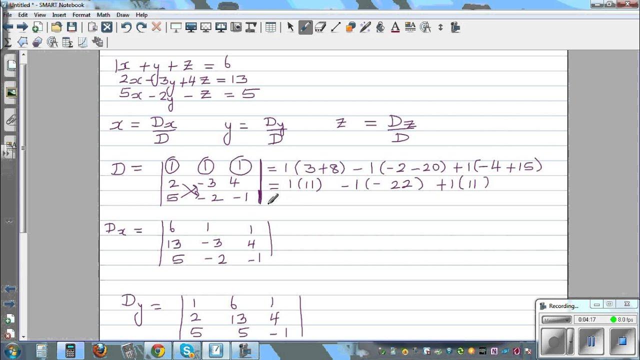 Solving simultaneous equation with three unknown using Cramer's Rule - YouTube
